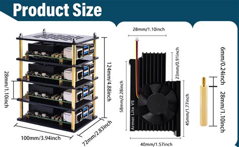 Geeekpi 4 Layers Cluster Case For Raspberry Pi 5 Pi 5 Stackable Case With 4pcs