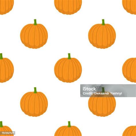 신선한 오렌지 호박 채소와 완벽 한 패턴입니다 유기농 식품 만화 스타일입니다 디자인 웹 포장지 직물 벽지에 대 한 벡터 일러스트 레이 션 0명에 대한 스톡 벡터 아트 및