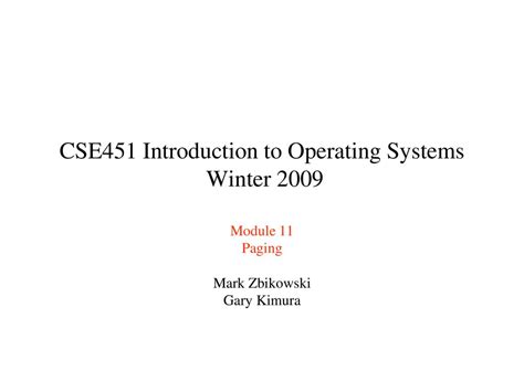 CSE451 Introduction To Operating Systems Winter Ppt Download