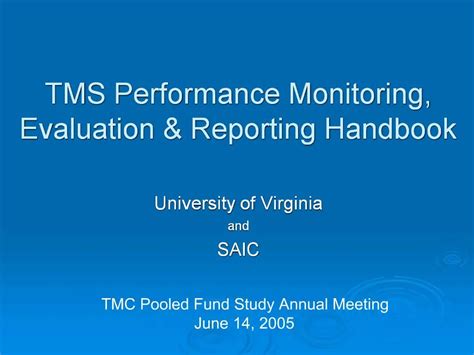 Ppt Tms Performance Monitoring Evaluation Reporting Handbook