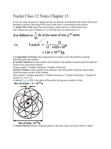 Nuclei Class 12 Notes Chapter 13 Pdf Radioactive Decay Atoms