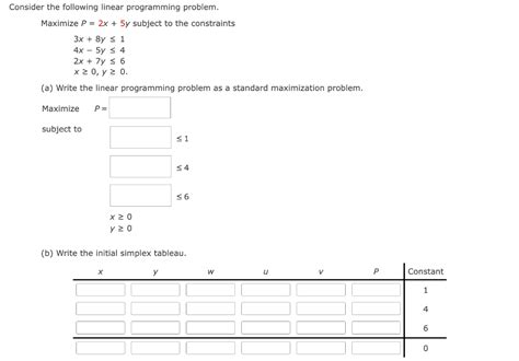 Solved Consider The Following Linear Programming Proble
