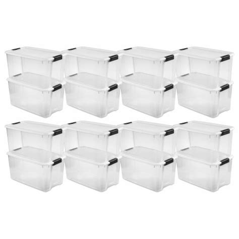 Sterilite 70 Qt Clear Plastic Stackable Storage Bin W White Latch Lid