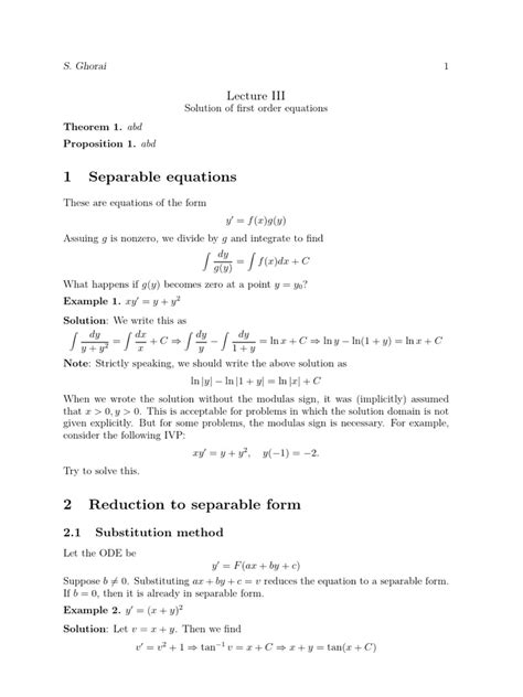 Ode 3 Pdf Ordinary Differential Equation Equations
