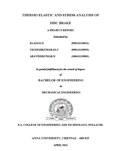 Final Report Pdf Finite Element Method Brake