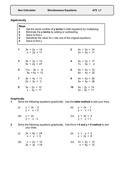 Simultaneous Equations Worksheet Ks3 With Answers Tessshebaylo
