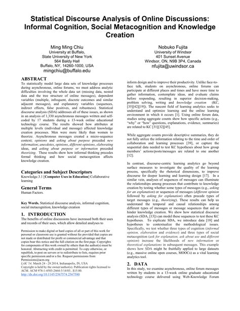 Pdf Statistical Discourse Analysis Of Online Discussions Informal Cognition Social