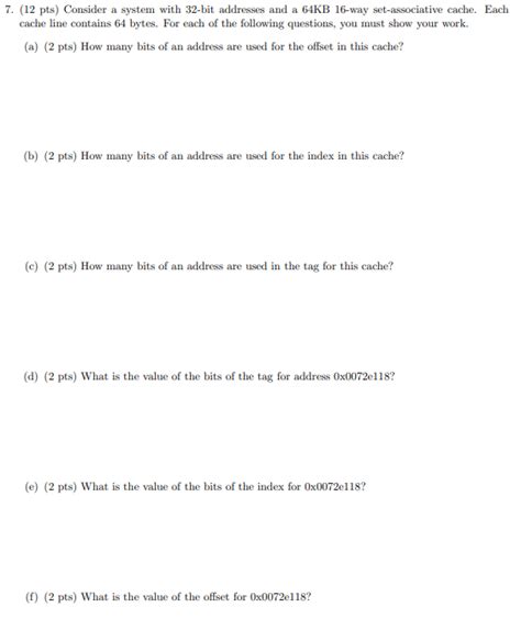 Solved 7 12 Pts Consider A System With 32 Bit Addresses Chegg Com