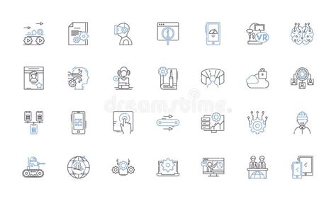 Virtual Reality Line Icons Collection Immersive D Gaming Experience Headset Simulator