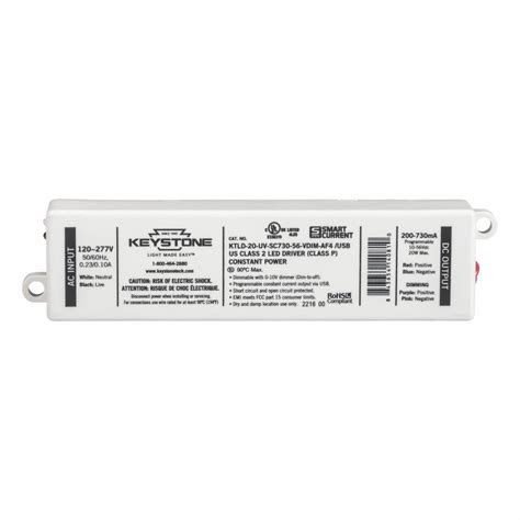 Keystone Technologies Class 2 20 W Max Power Output Led Driver 852ay2 Ktld 20 Uv Sc730 56