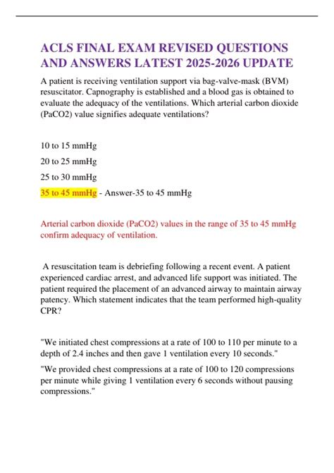 Acls Final Exam Revised Questions And Answers Latest Update Acls 2025 Stuvia Us