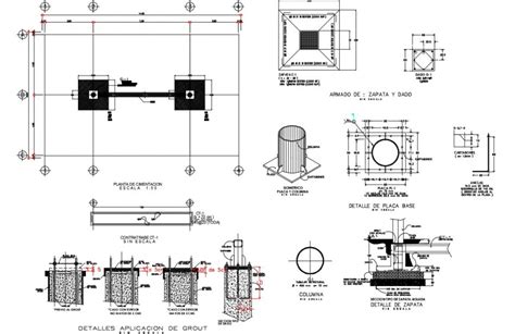 Foundation Plan With Footings And Constructive Structure Details Of Hospital Building Dwg File