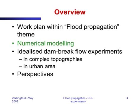 Wallingford May 2002 Flood Propagation Ucl Experiments 1 Flood