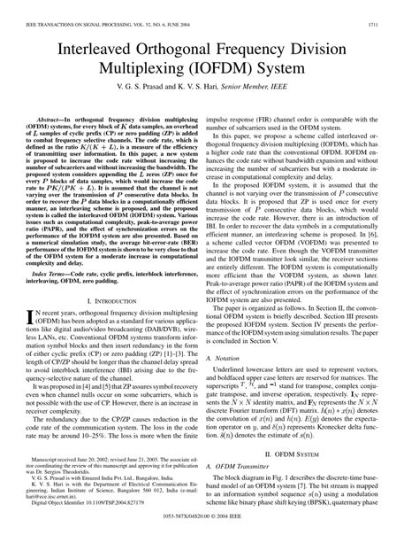 Pdf Interleaved Orthogonal Frequency Division Multiplexing Iofdm System