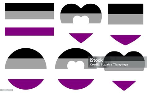 무성애 프라이드 깃발 모양 세트 국제 무성애 자존심 깃발 모양 세트 Lgbtqia 문화에 대한 스톡 벡터 아트 및 기타 이미지