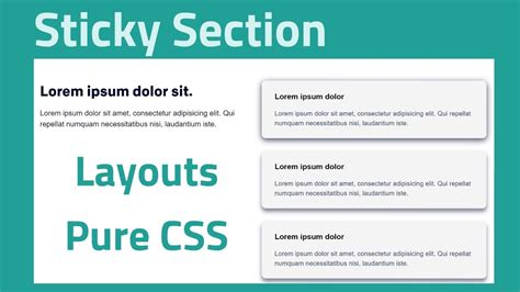 Sticky Section With Stacking Sidebars Using Pure Css Youtube