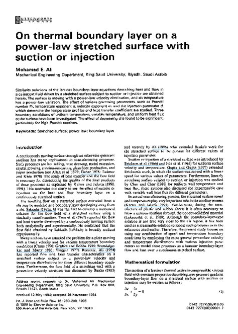 Pdf On Thermal Boundary Layer On A Power Law Stretched Surface With Suction Or Injection