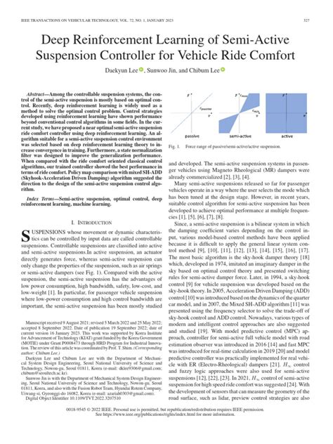 Deep Reinforcement Learning Of Semi Active Suspension Controller For
