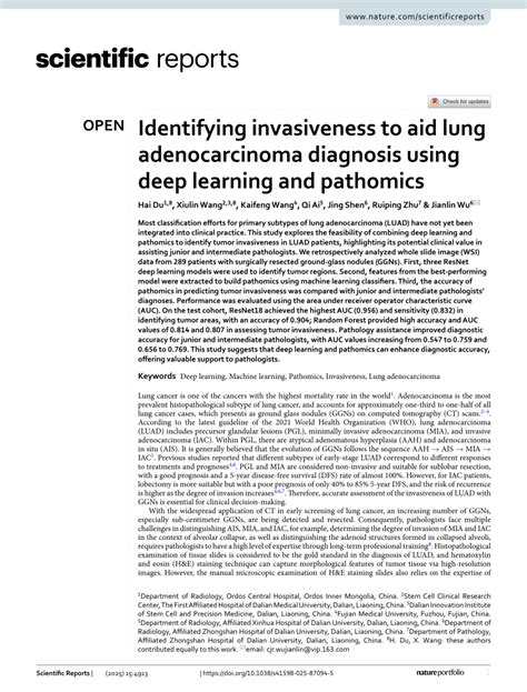 Pdf Identifying Invasiveness To Aid Lung Adenocarcinoma Diagnosis