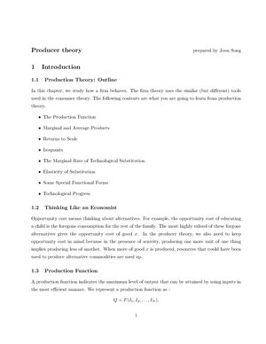 Note Consumer Inter Macroeconomic Theory Consumer Theory Prepared By Joon Song 1