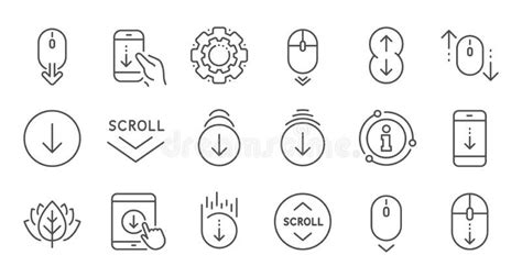 Scroll Down Line Icons Scrolling Mouse Landing Page Swipe Signs