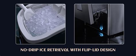 Ecozy Nugget Ice Maker Countertop Chewable Pellet Ice Cubes 33 Lbs Daily Output Stainless