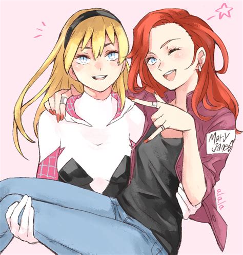 Spider Gwen Gwen Stacy And Mary Jane Watson Marvel And 1 More Drawn By Sushi Pizza Rrr