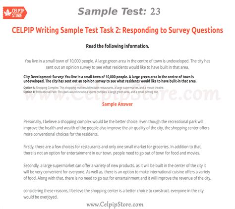 Responding To Survey Sample 23 Free Celpip Mock