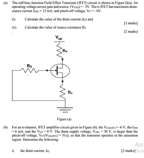 Solved The Self Bias Junction Field Effect Transistor Jfet Circuit Is Shown In Figure Q A