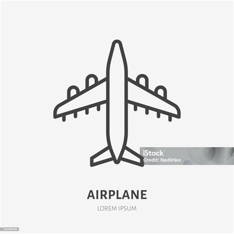 비행기 플랫 라인 아이콘입니다 평면 벡터 일러스트입니다 제트에 대 한 얇은 기호 에 어 크 래 프 트 화물 배송 항공 로고 개인
