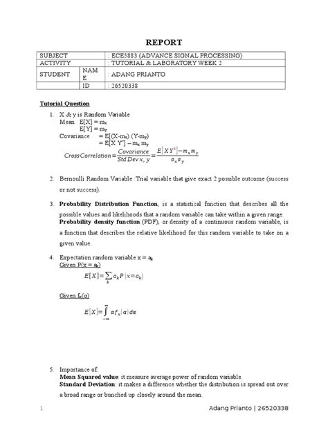 Statistic Matlab Example Pdf Variance Mean