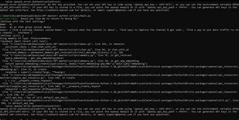 Im Doing Autogpt And Keep Getting This Error After I Setup Variables