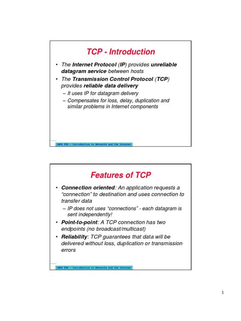 Tcp Introduction The Internet Protocol Ip Provides Unreliable