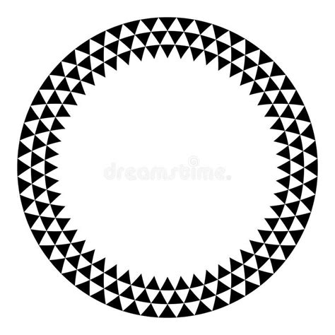 Triangle Pattern Circle Frame Border Made With 3 Rows Of Black
