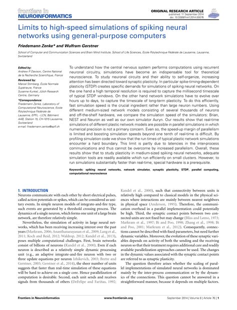 pdf limits to high speed simulations of spiking neural networks using