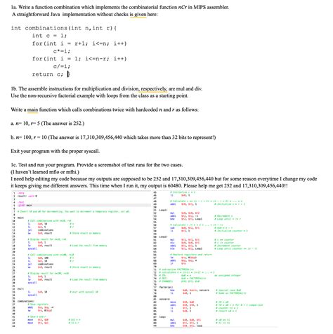 Solved 1a ﻿write A Function Combination Which Implements