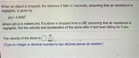 Solved When An Object Is Dropped The Distance It Falls In T
