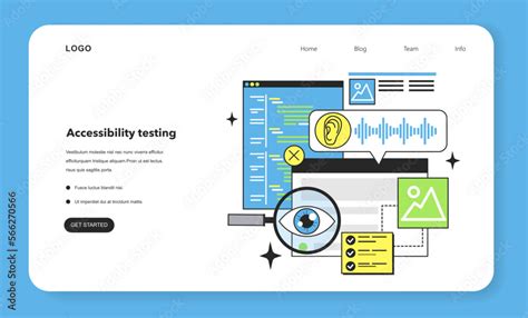 Accessibility Testing Technique Web Banner Or Landing Page Software Testing Stock Vector