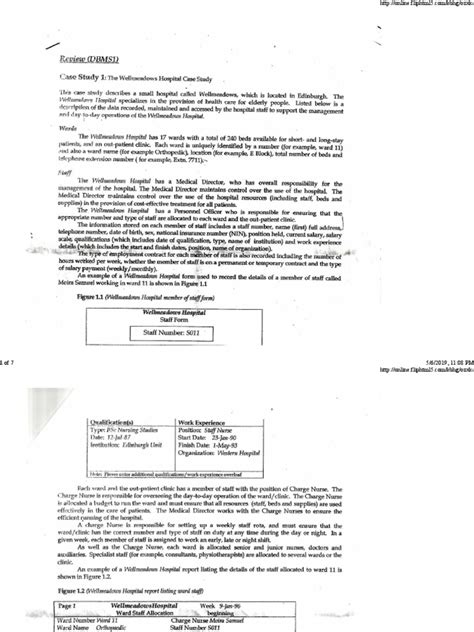 The Wellmeadows Hospital Case Study Review Dbms Pdf