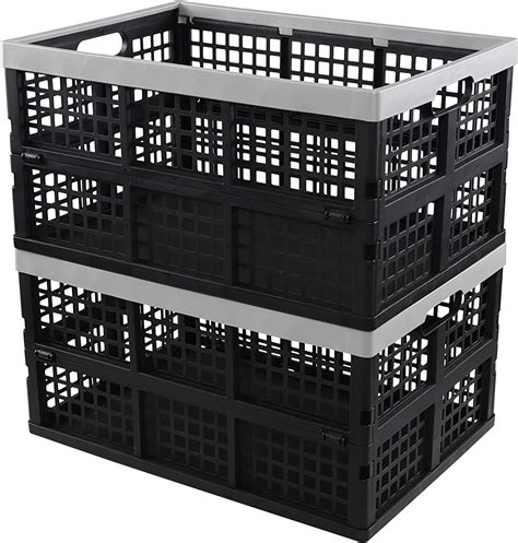 Amazon Com Qqbine Liter Large Stackable Plastic Crate Collapsible Storage Crate Packs