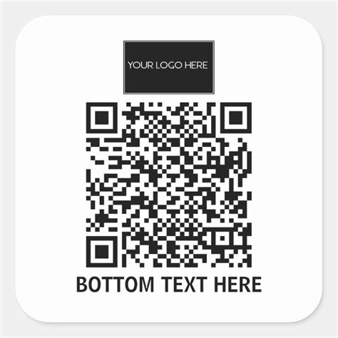 Your Logo And Qr Code Square Sticker Zazzle