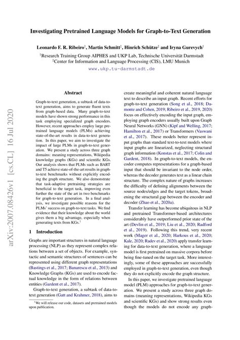 Investigating Pretrained Language Models For Graph To Text Generation