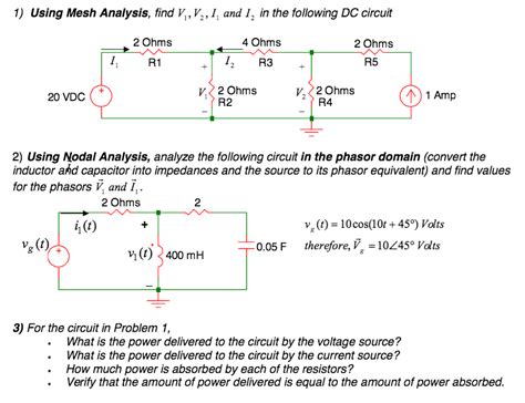 Solved Using Mesh Analysis Find V1 V2 I1 And I2 In