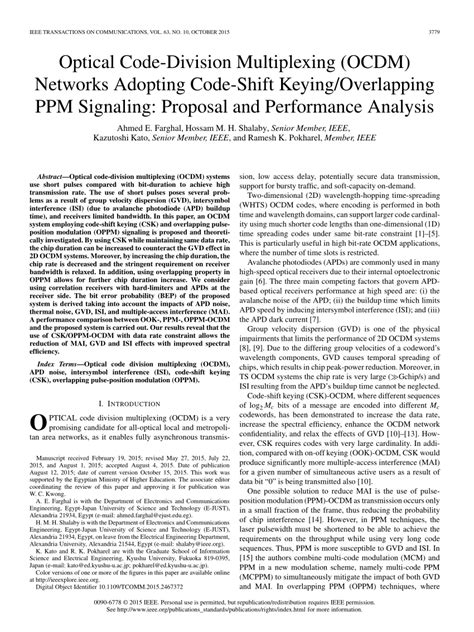Pdf Optical Code Division Multiplexing Ocdm Networks Adopting Code