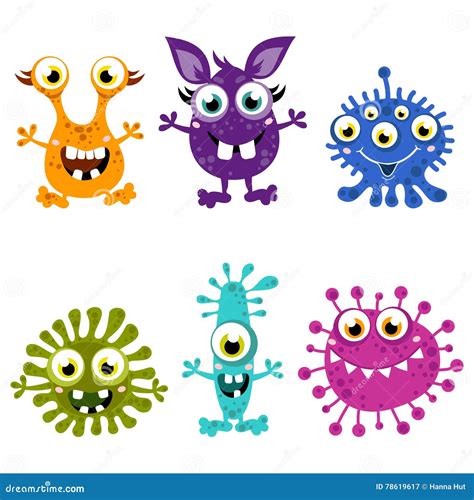 Cartoon Cute Monster Set Colorful Monsters With Different Emotions