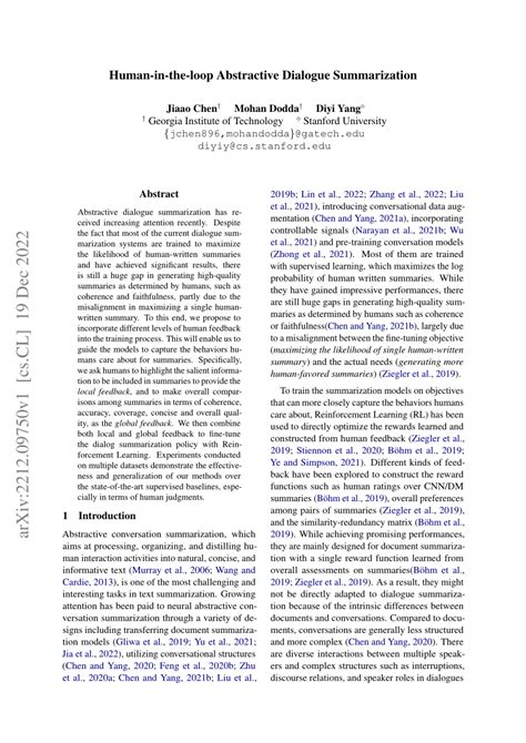 Pdf Human In The Loop Abstractive Dialogue Summarization