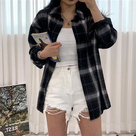 남녀공용 폴 체크 셔츠 남방