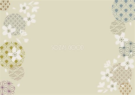 和柄ドットと桜の飾り枠フレーム背景イラスト無料 フリー88166 素材good