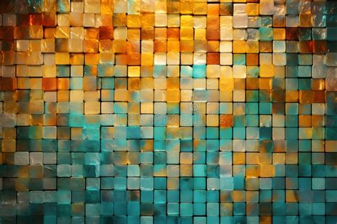 Geometric Abstract Background With A Grid Like Pattern Of Colorful Square Tiles Generative Ai