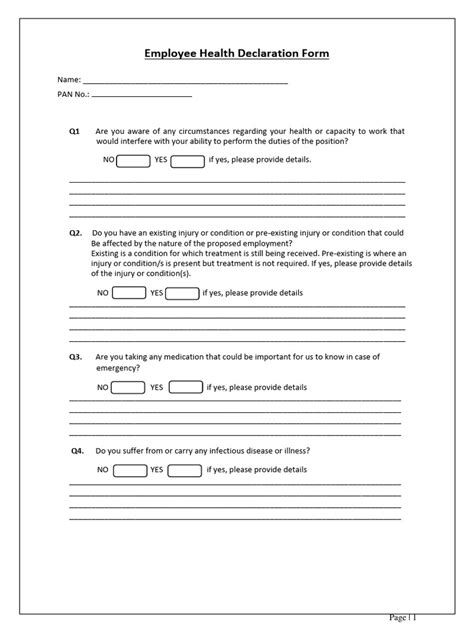Employee Health Declaration Form Pdf Respiratory Diseases Allergy